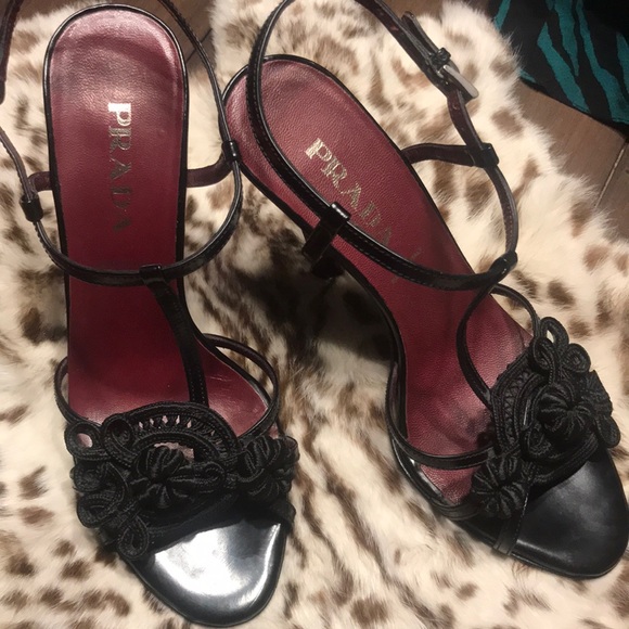 Prada | Shoes | Prada Leather Brocade Woven Heels | Poshmark